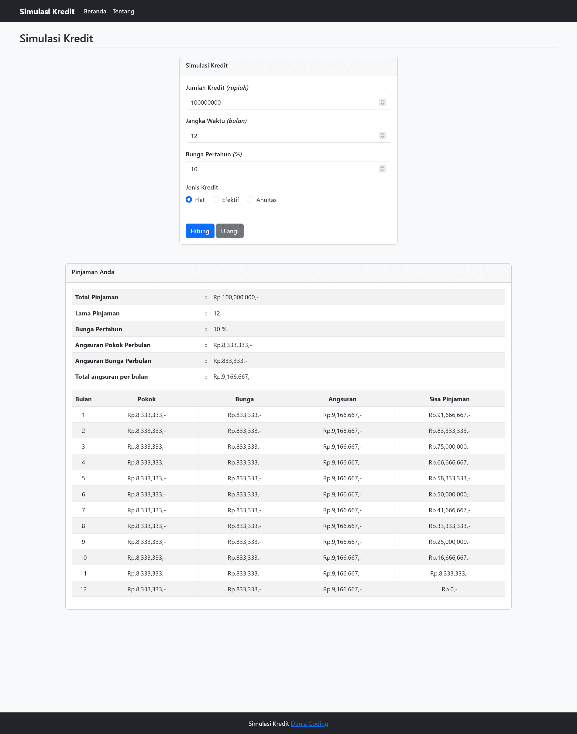 Aplikasi Simulasi Kredit Dengan PHP