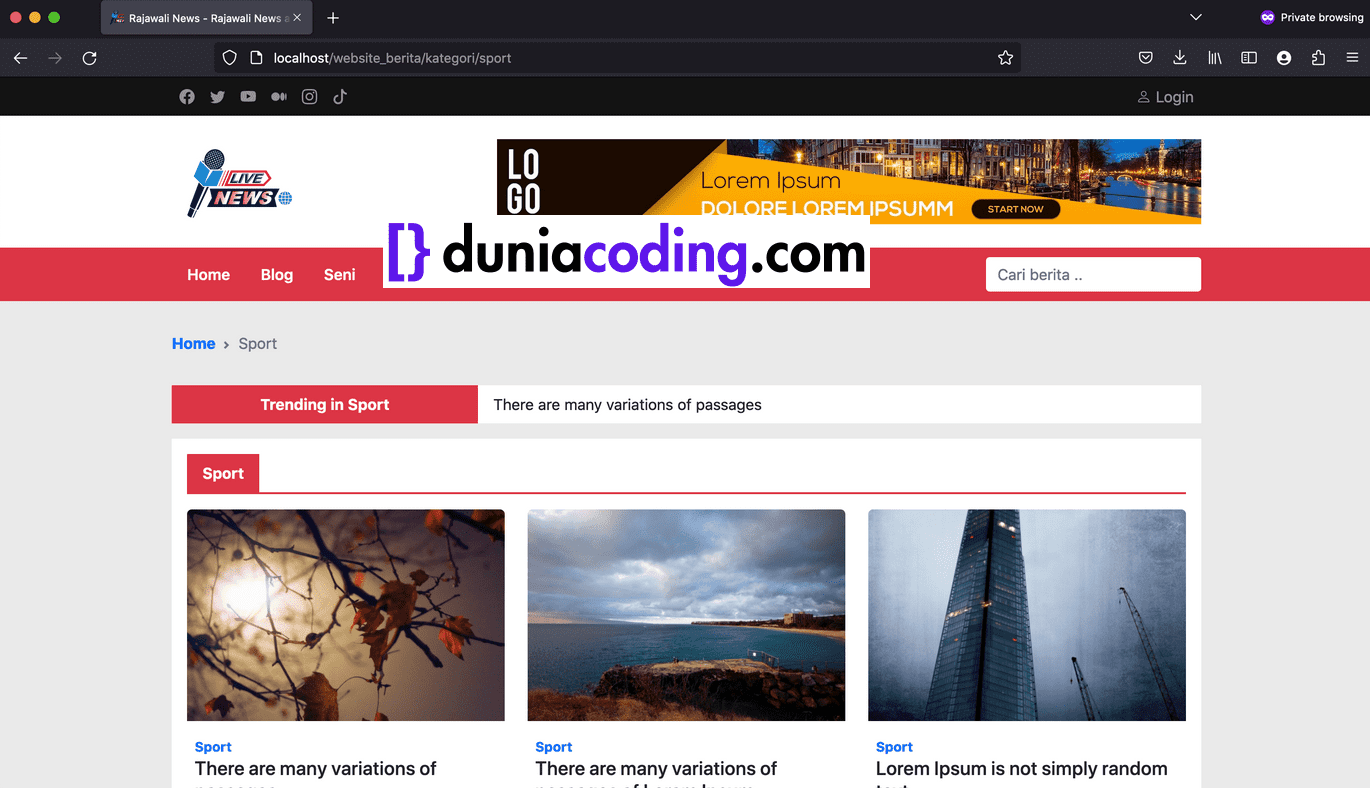 Website Portal Berita Codeigniter